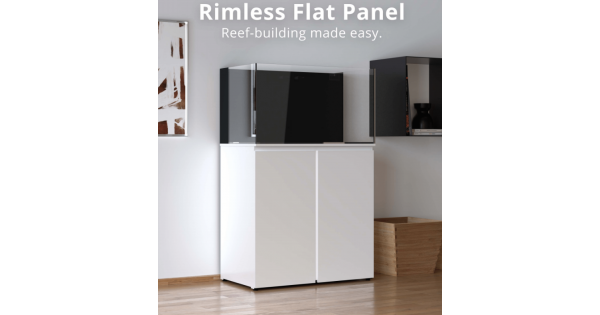 JBJ Rimless Flat Panel AIO 65 Gal. Aquarium and White Stand